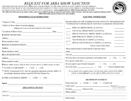 Printable Sanction Request – ARBA