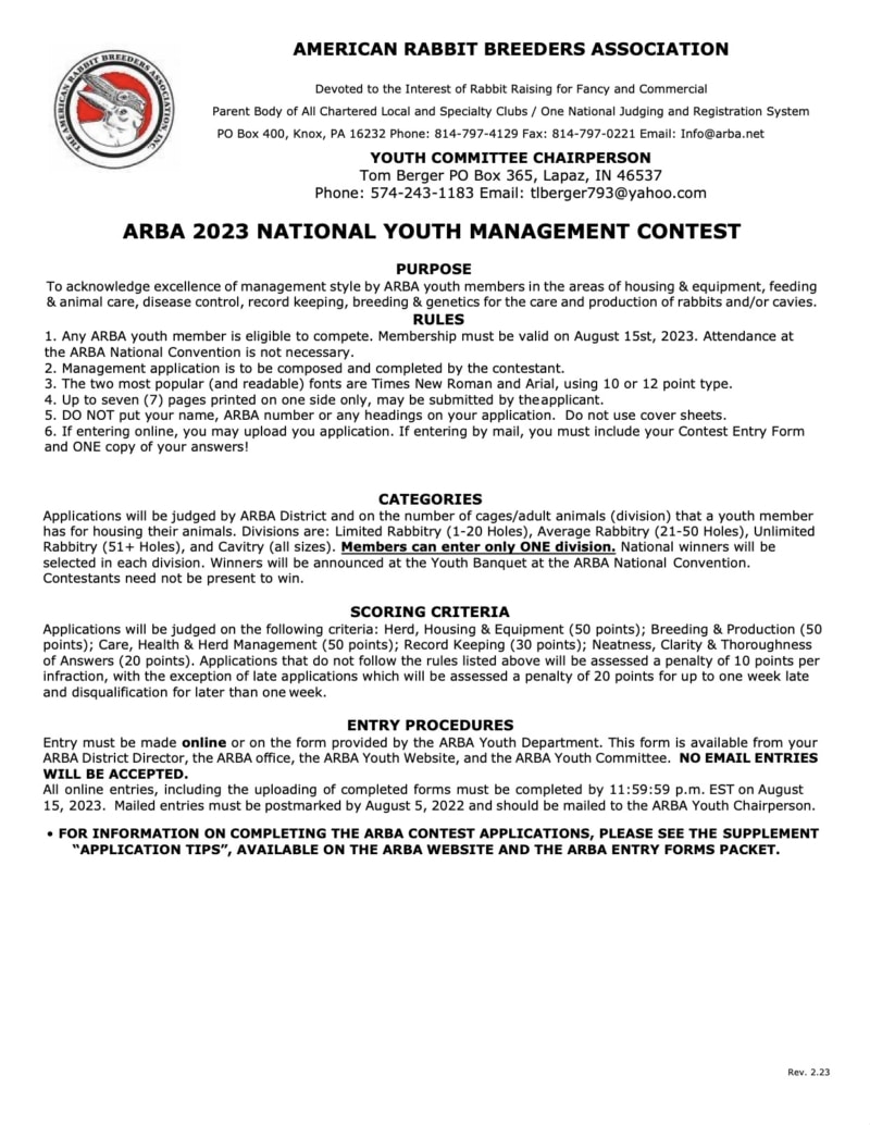 Youth Contests Arba