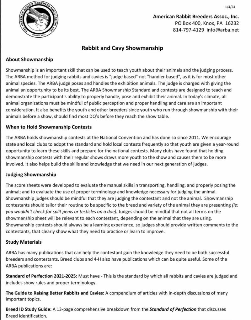 Youth Contests – ARBA